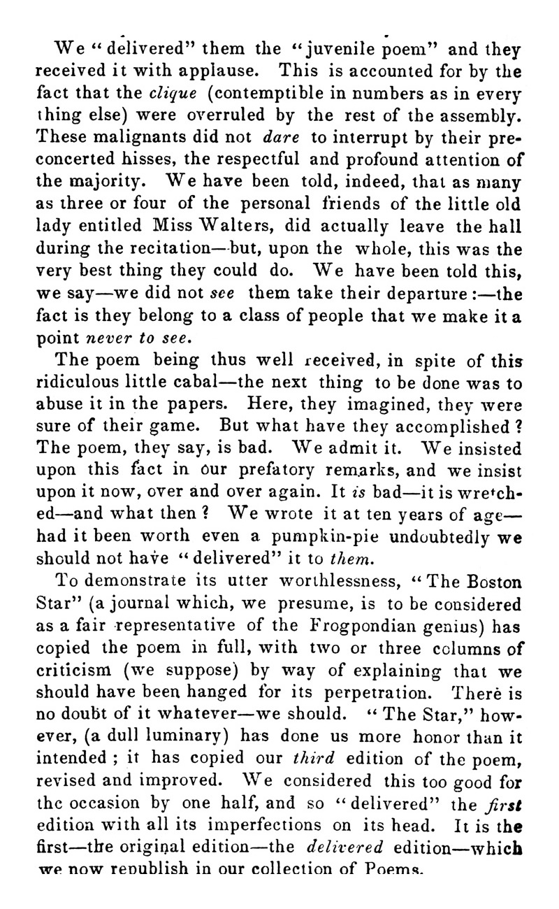 EDGAR ALLAN POE, “Editorial Miscellany,” The Broadway Journal, November ...